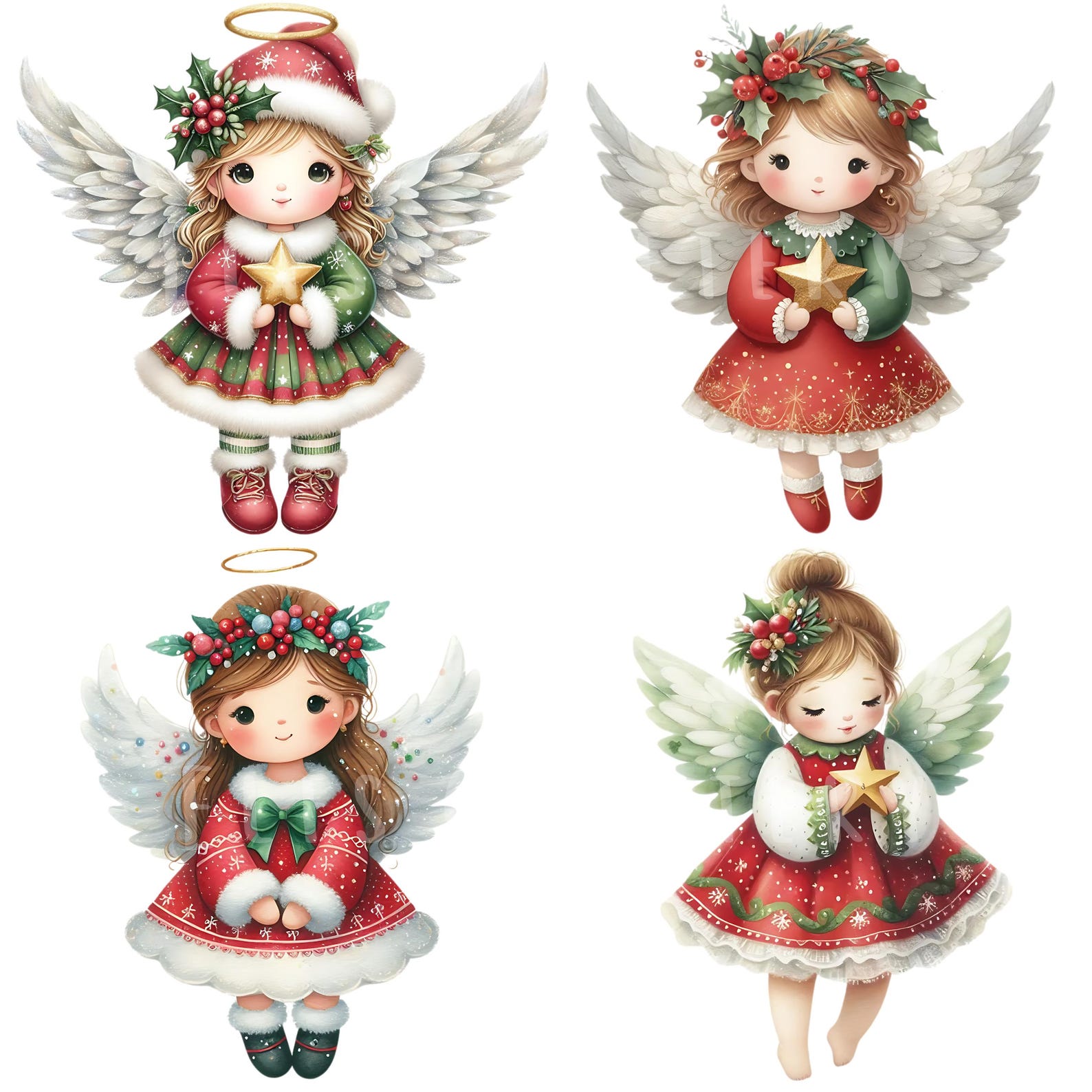 Christmas Angel Clipart Bundle 15 PNG High Quality Watercolor Angel ...