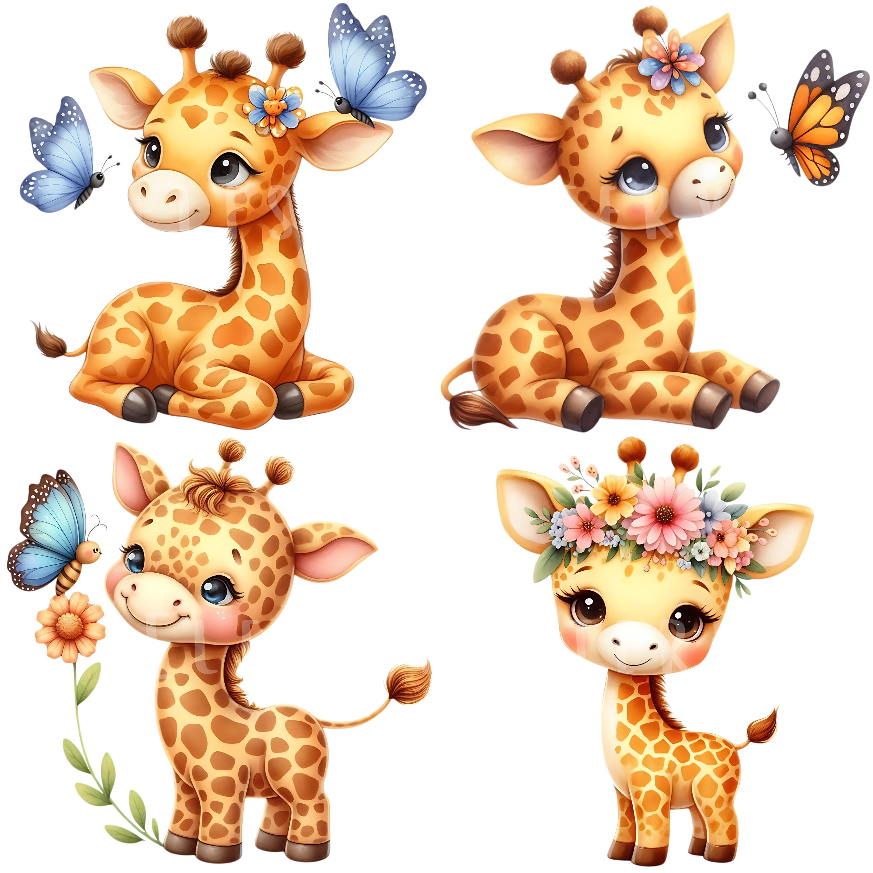 Little Giraffe Clipart Bundle 15 PNG High Quality Watercolor Safari ...