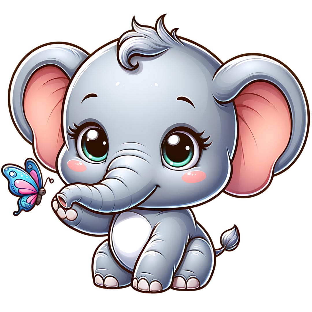 12 PNG Cute Baby Elephant Clipart Bundle Digital Download Printable ...