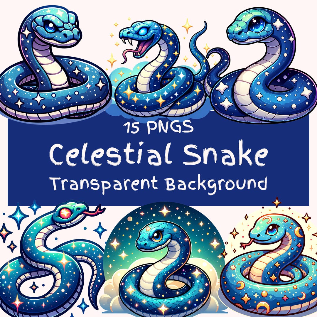 Celestial Snake Clipart Bundle 15 PNG Transparent Snake Clip Art Pack ...