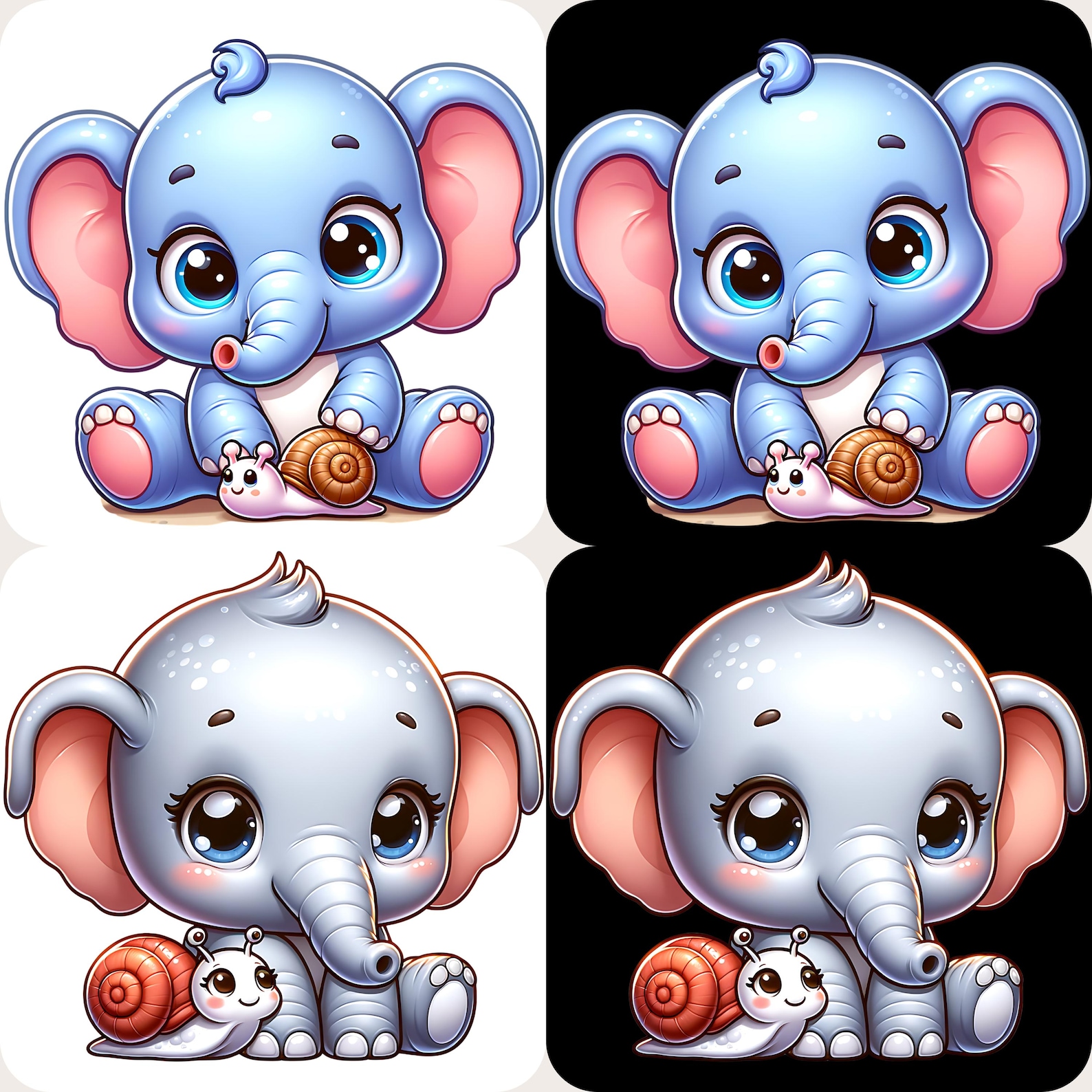 12 PNG Cute Baby Elephant Clipart Bundle Digital Download Printable ...