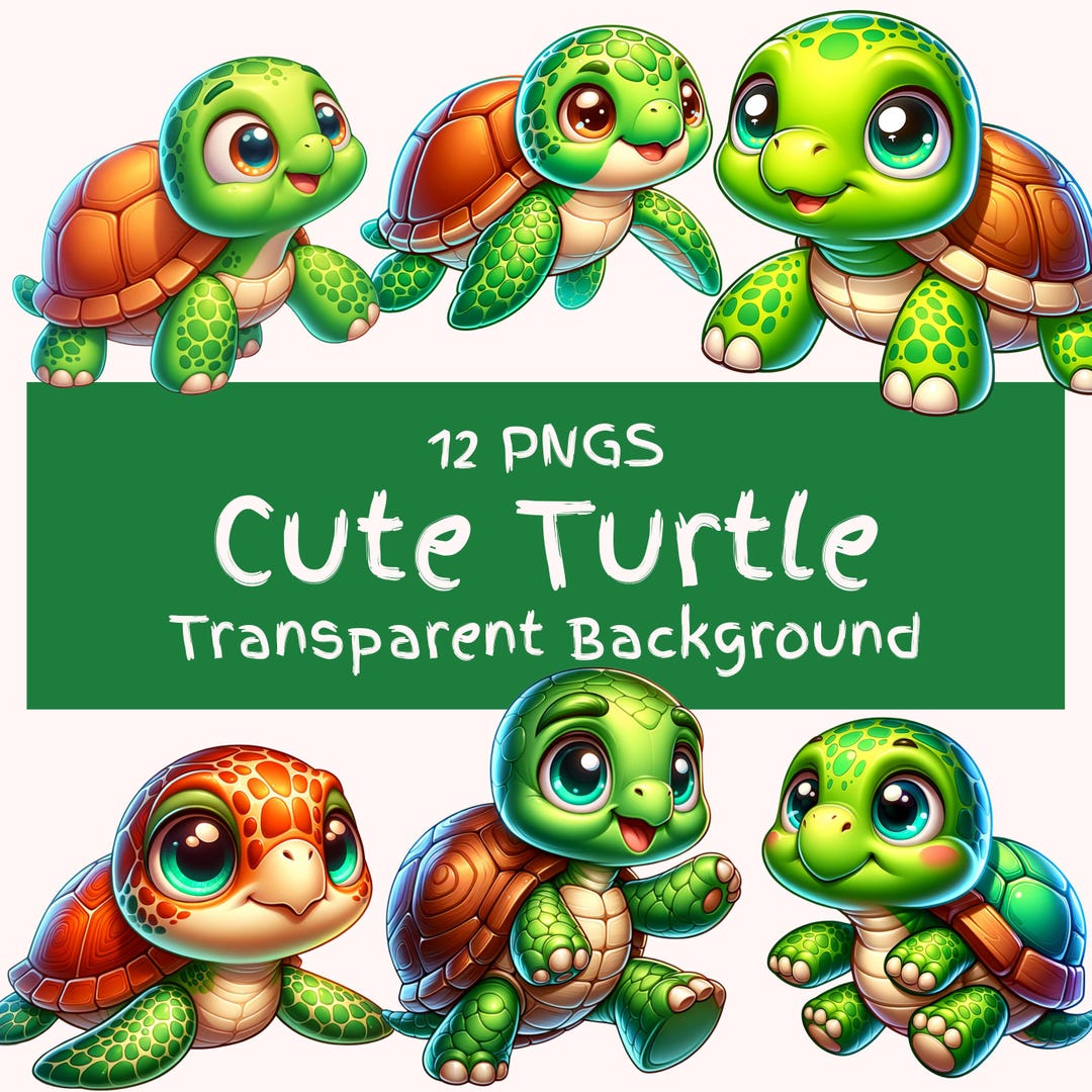 Cute Turtle Clipart Bundle 12 PNG Turtle Digital Clip Art Reptile Png ...