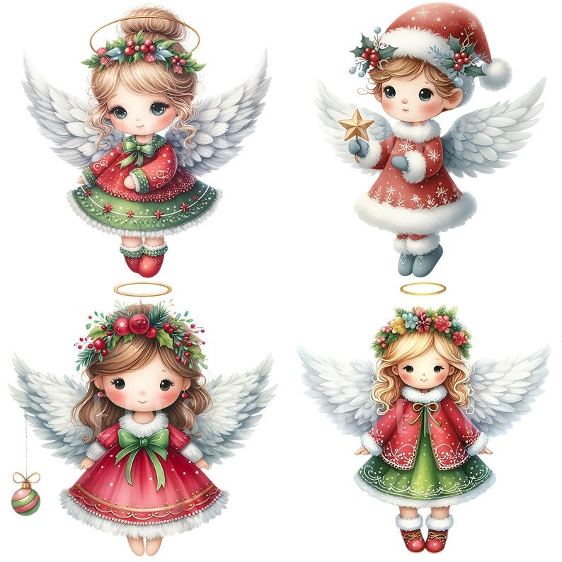 Christmas Angel Clipart Bundle 15 PNG High Quality Watercolor Angel ...