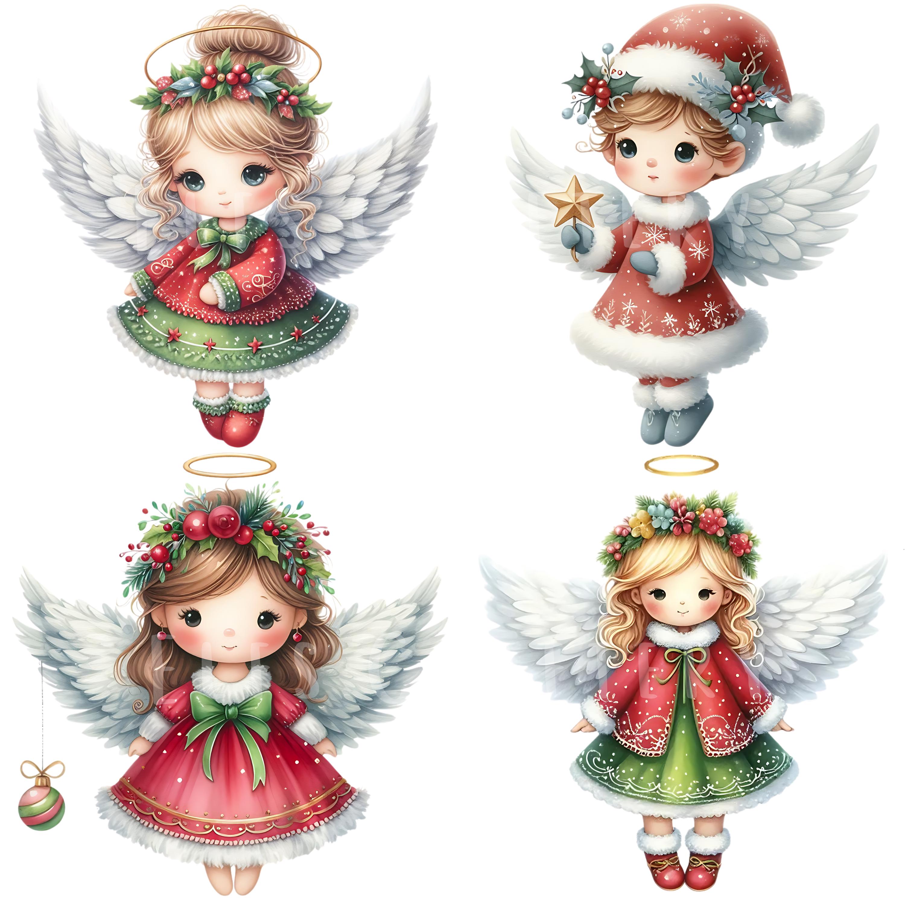 Christmas Angel Clipart Bundle 15 PNG High Quality Watercolor Angel ...