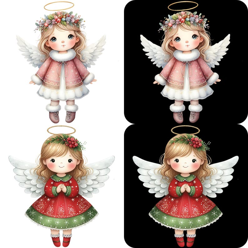 Christmas Angel Clipart Bundle 15 PNG High Quality Watercolor Angel ...