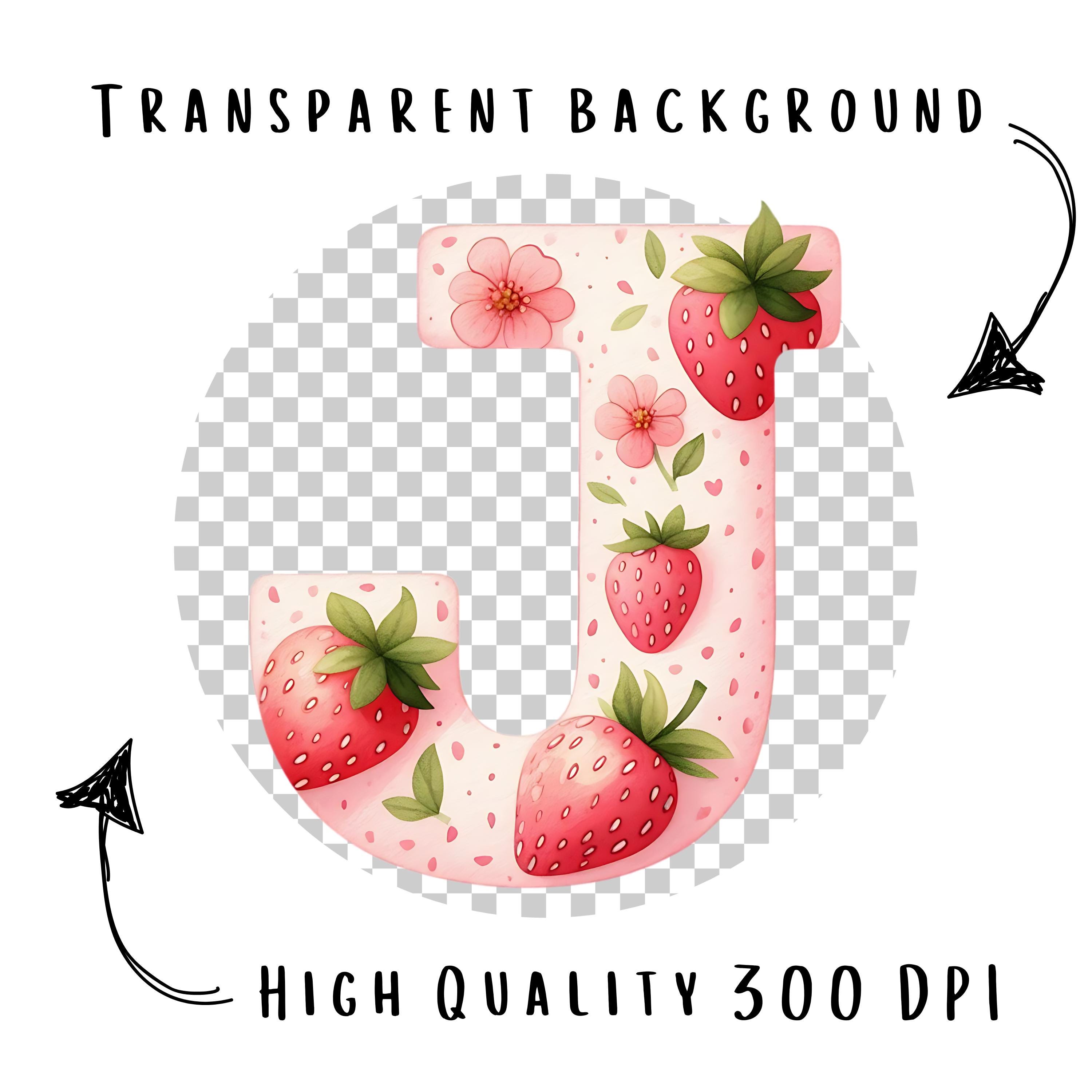 Strawberry Alphabet Clipart Bundle 37 PNG Watercolor Berry First ...