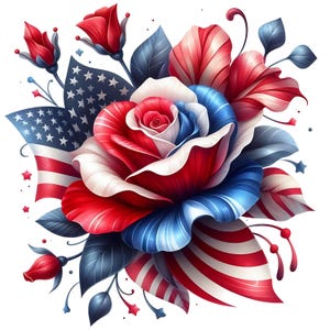 20 JPG Patriotic Flowers Clipart Bundle Watercolor Floral 4th of July ...