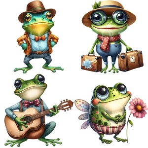 Funny Frog Clipart Bundle 15 PNG Watercolor Cute Quirky Frog Lover ...