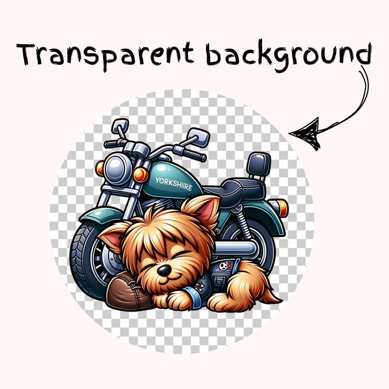 Biker Yorkie Clipart Bundle 15 PNG Digital Download Files Cute ...
