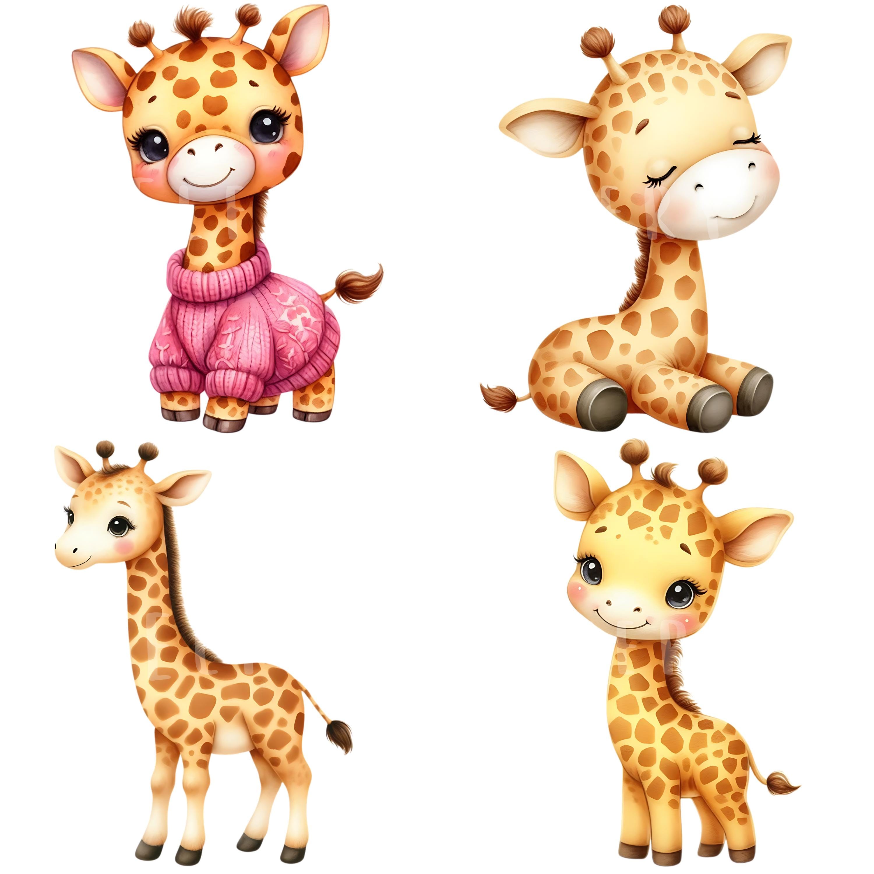 Little Giraffe Clipart Bundle 15 PNG High Quality Watercolor Safari ...