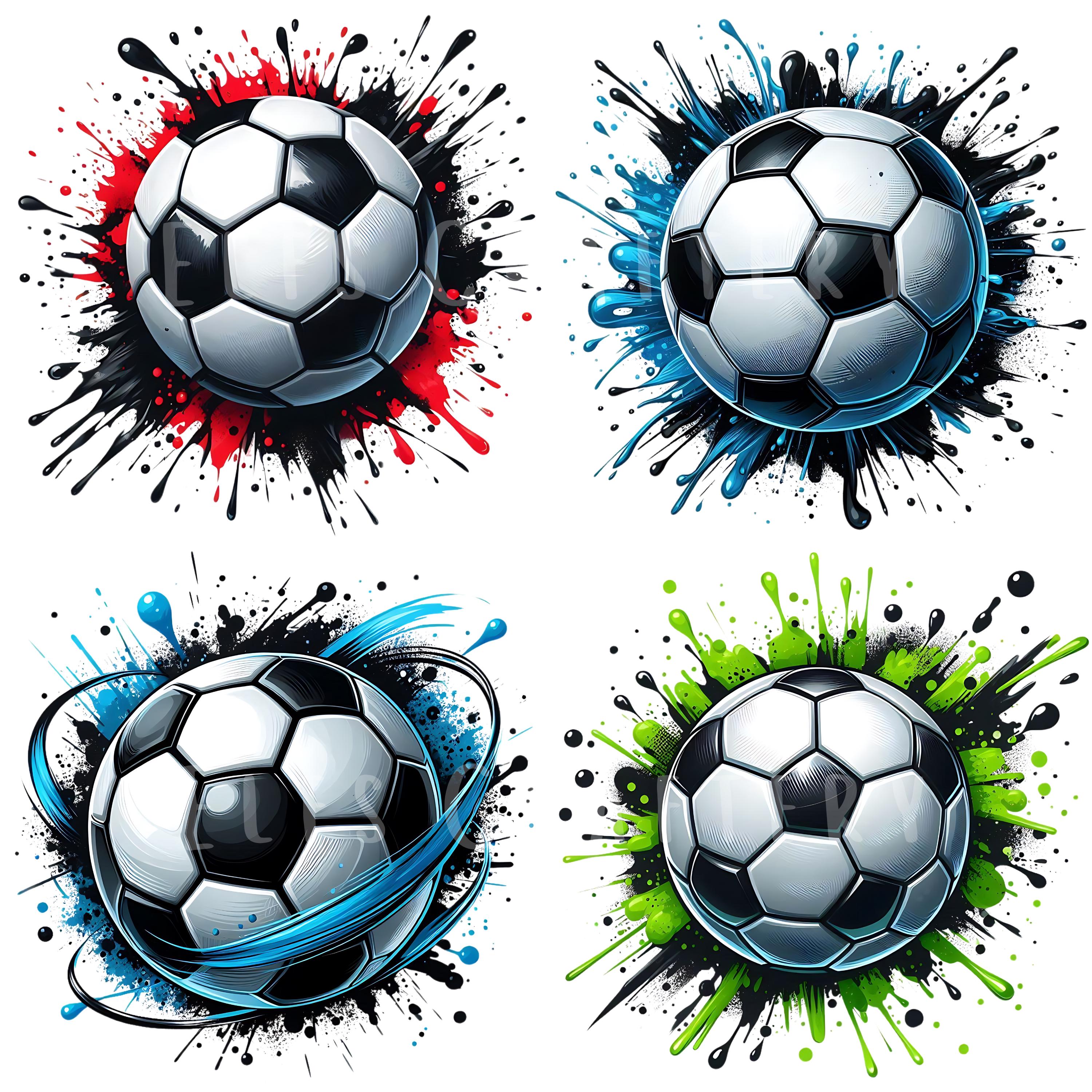 Soccer Ball Clipart Bundle 18 PNG High Quality Colorful Watercolor ...