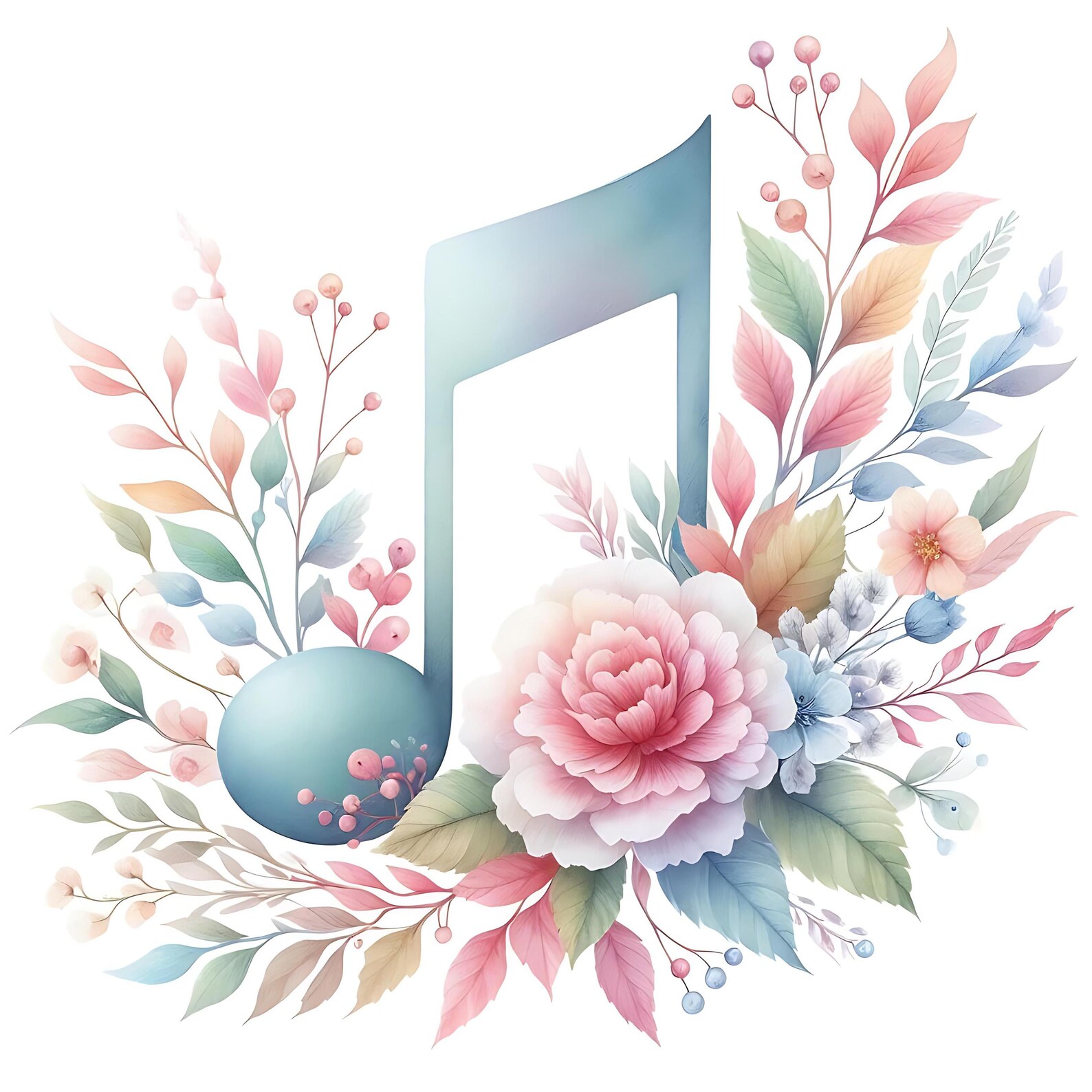 15 JPG Pastel Floral Music Notes Digital Art Bundle Beautiful ...