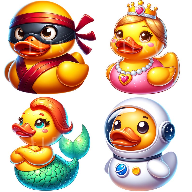 Rubber Ducky Clipart Bundle 15 PNG Cute Duck Clip Art Set Duck Costume ...