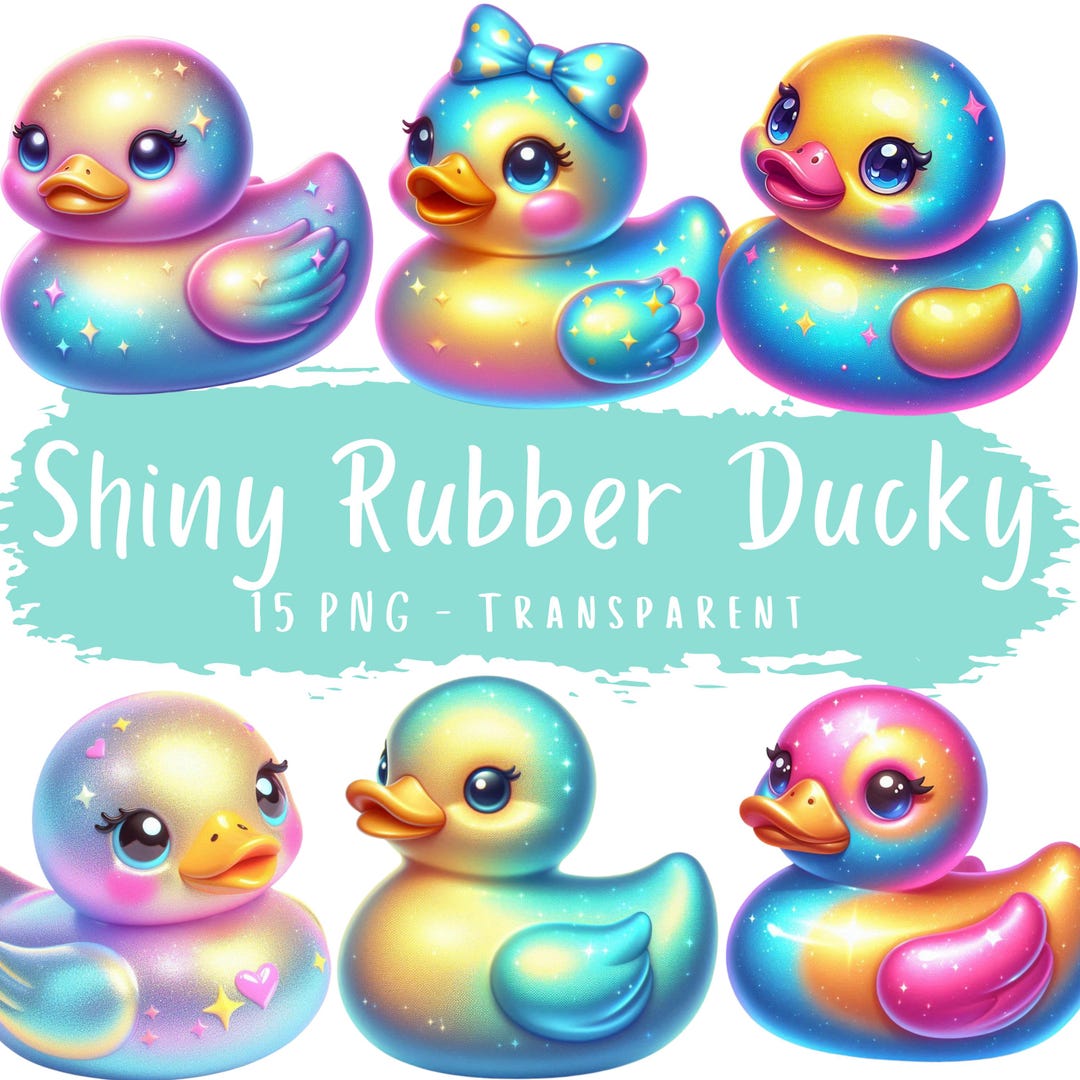 Shiny Rubber Ducky Clipart Bundle 15 PNG High Quality Cartoon Duck ...