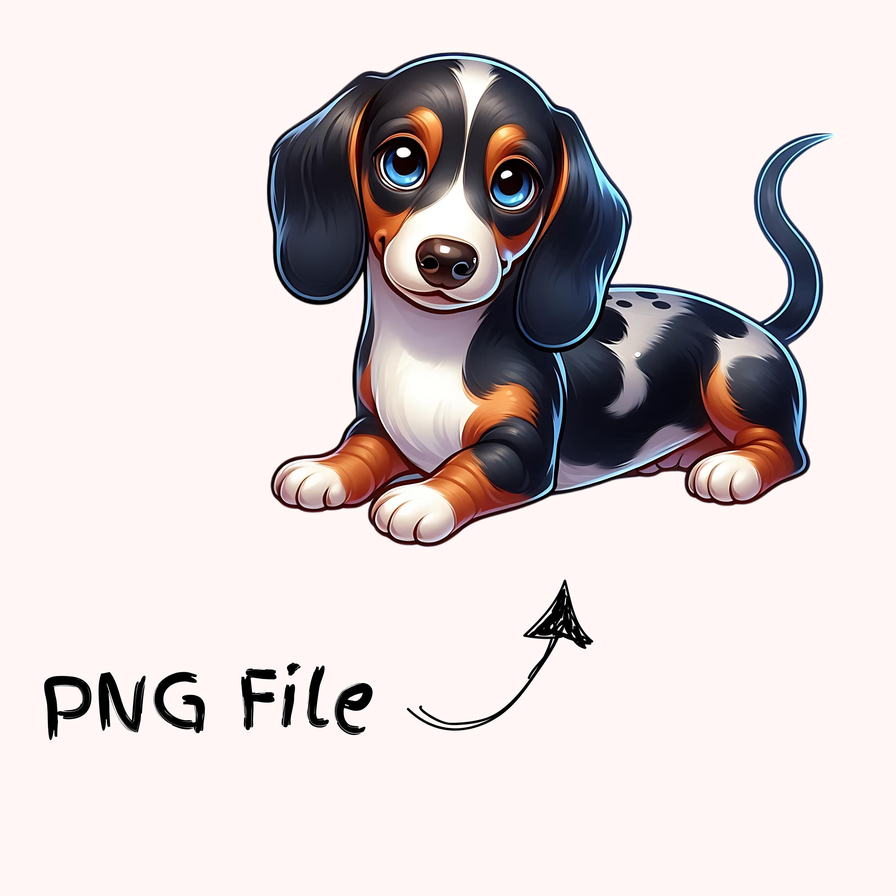 Cartoon Dachshund Clipart Bundle 15 PNG High Quality Miniature Sausage ...