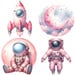 Light Pink Space Clipart Bundle 18 PNG Cute Pink Watercolor Space ...