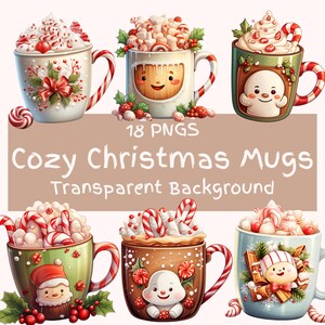 Cozy Christmas Mug Clipart Bundle 18 PNG Digital Download Files Cute ...
