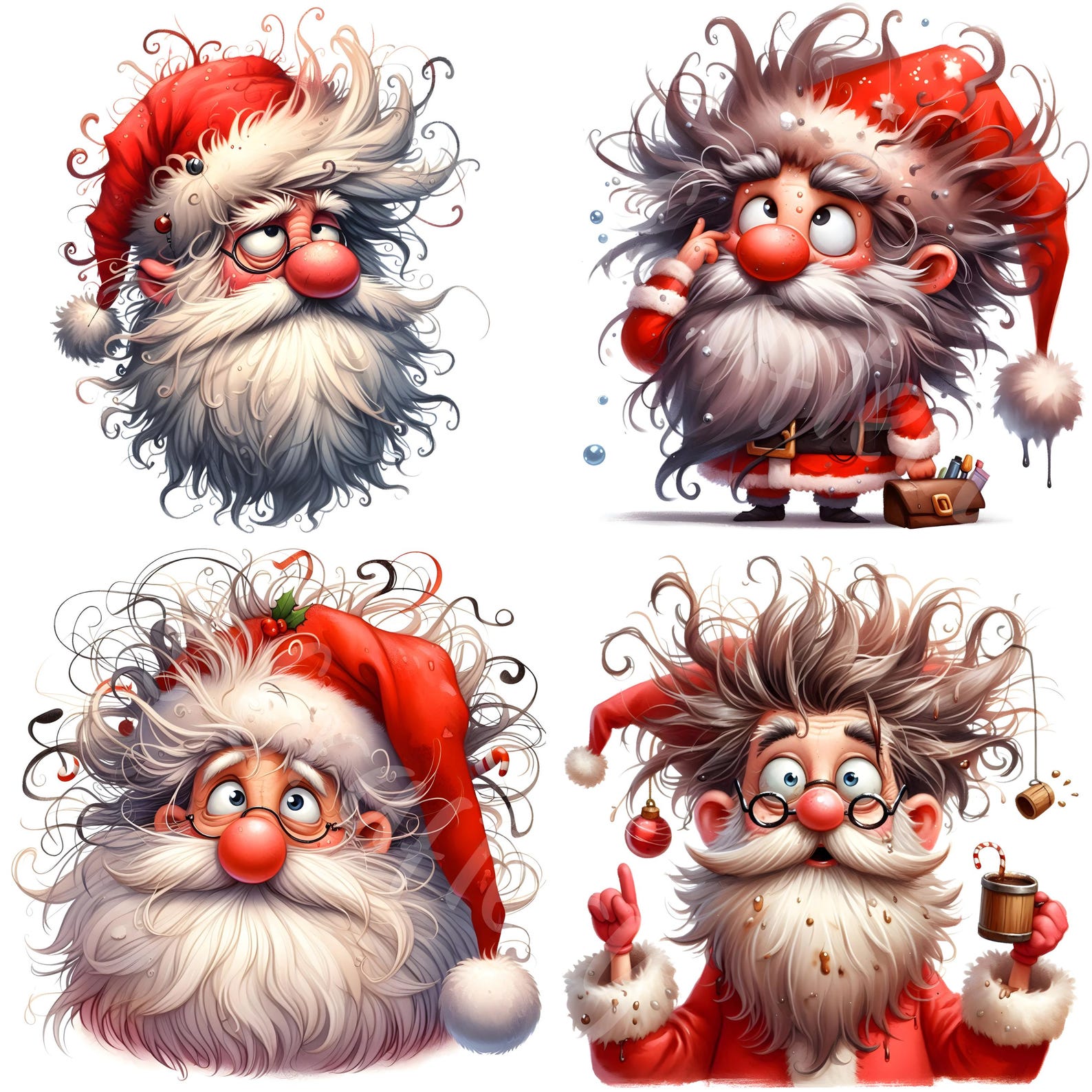 15 JPG Funny Santa Clipart Bundle Funny Christmas Printable Junk ...