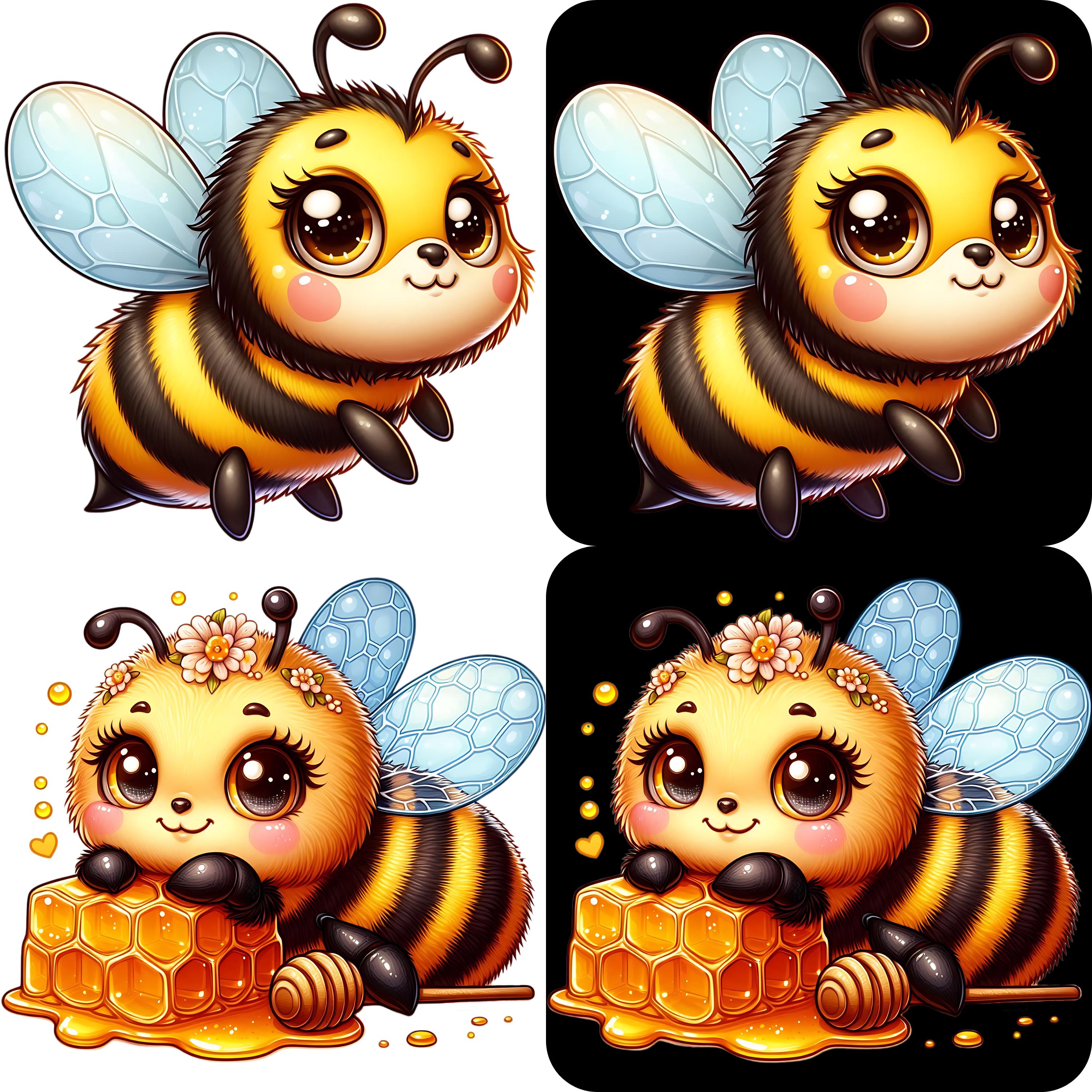 Baby Bee Clipart Bundle 12 PNG High Quality Watercolor Honey Bumble Bee ...