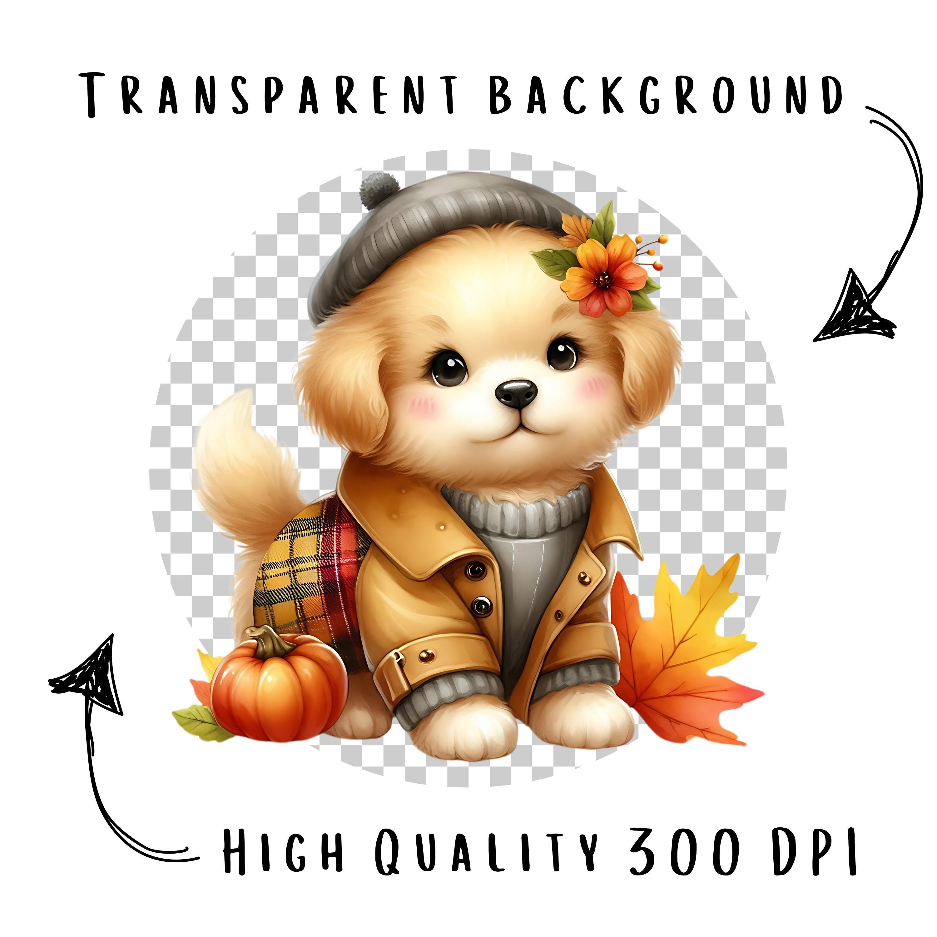 Autumn Puppies Clipart Bundle 15 PNG High Quality Watercolor Fall ...