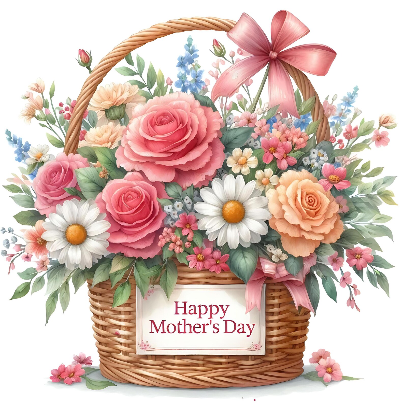 18 JPG Mother's Day Flower Basket Clipart Bundle Digital Download ...