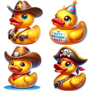 Rubber Ducky Clipart Bundle 15 PNG High Quality Cartoon Duck Files Cute ...