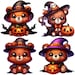 Cute Halloween Bear Clipart Bundle 15 PNG High Quality Cartoon Spooky ...
