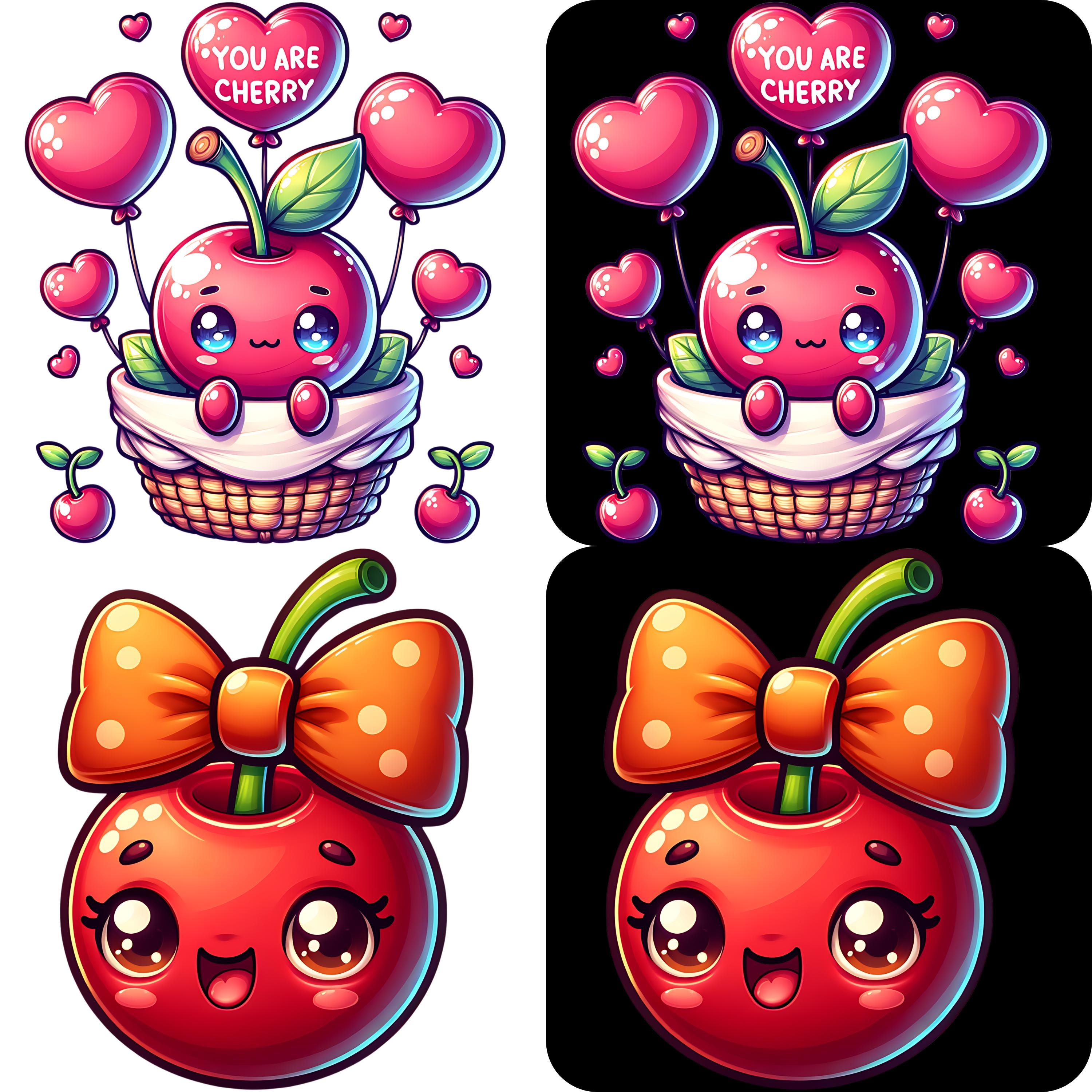 Cherry Love Clipart Bundle 15 PNG Cute Cherry Character Fruit Couple ...