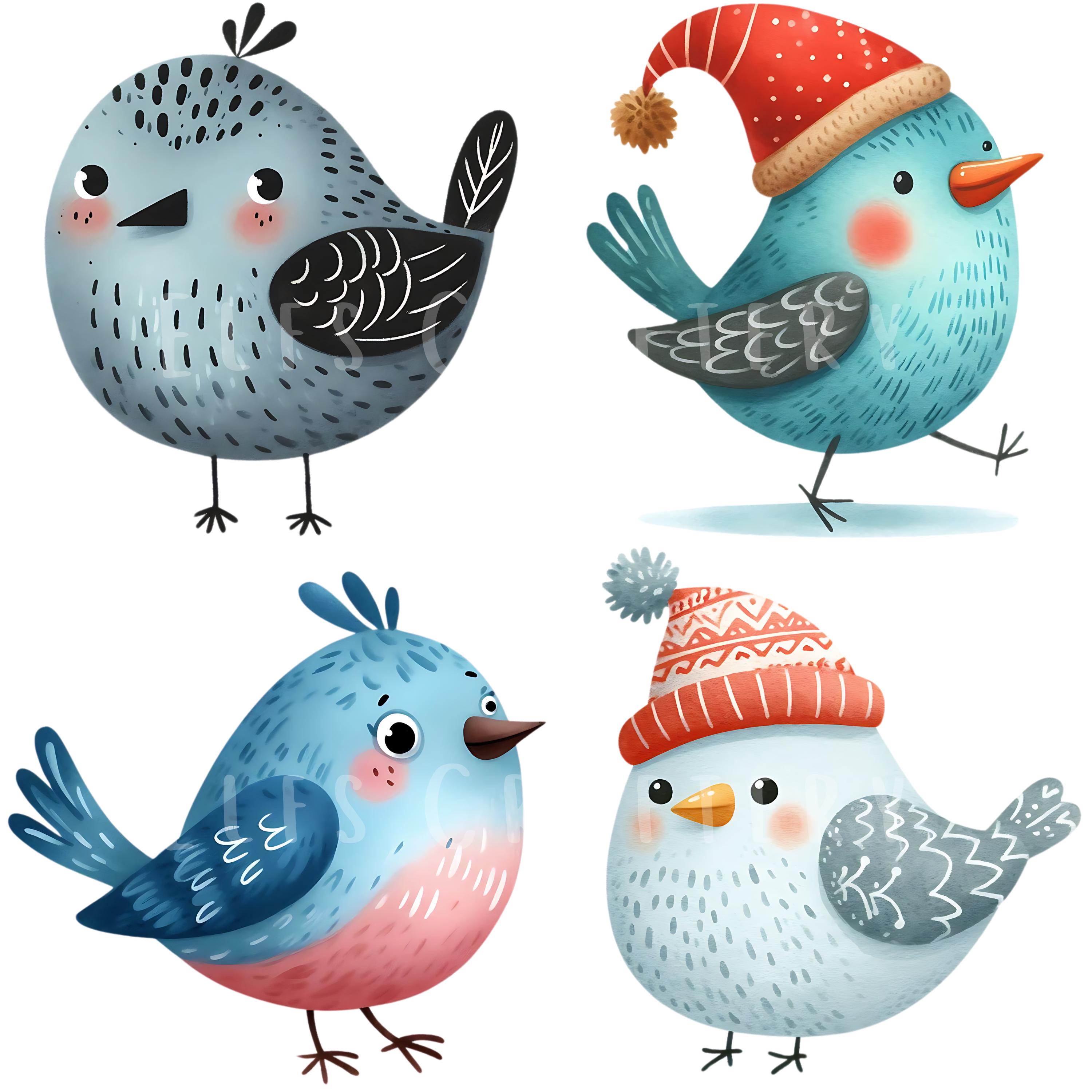 Little Birdy Clipart Bundle 15 PNG Watercolor Cute Bird Digital ...