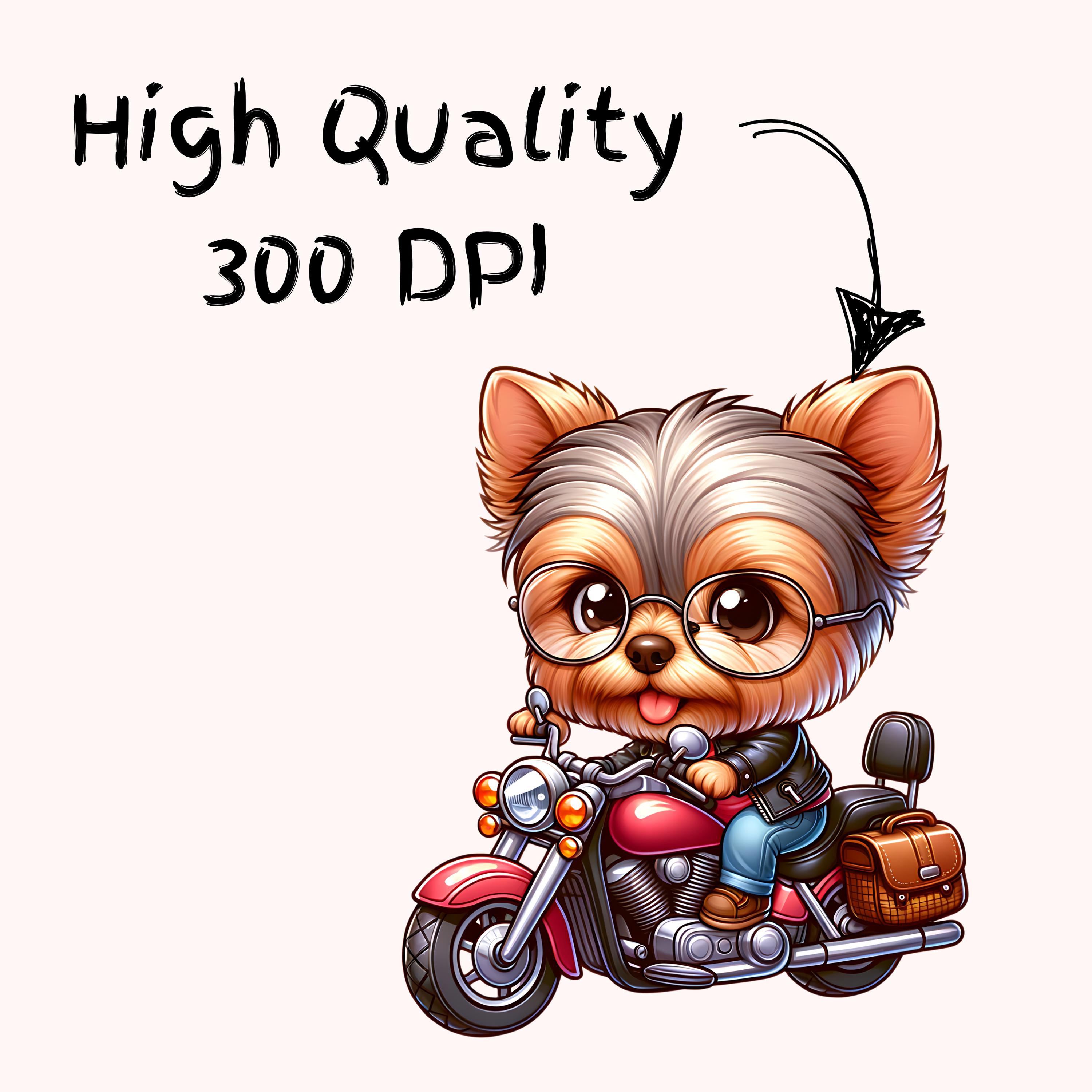 Biker Yorkie Clipart Bundle 15 PNG Digital Download Files Cute ...