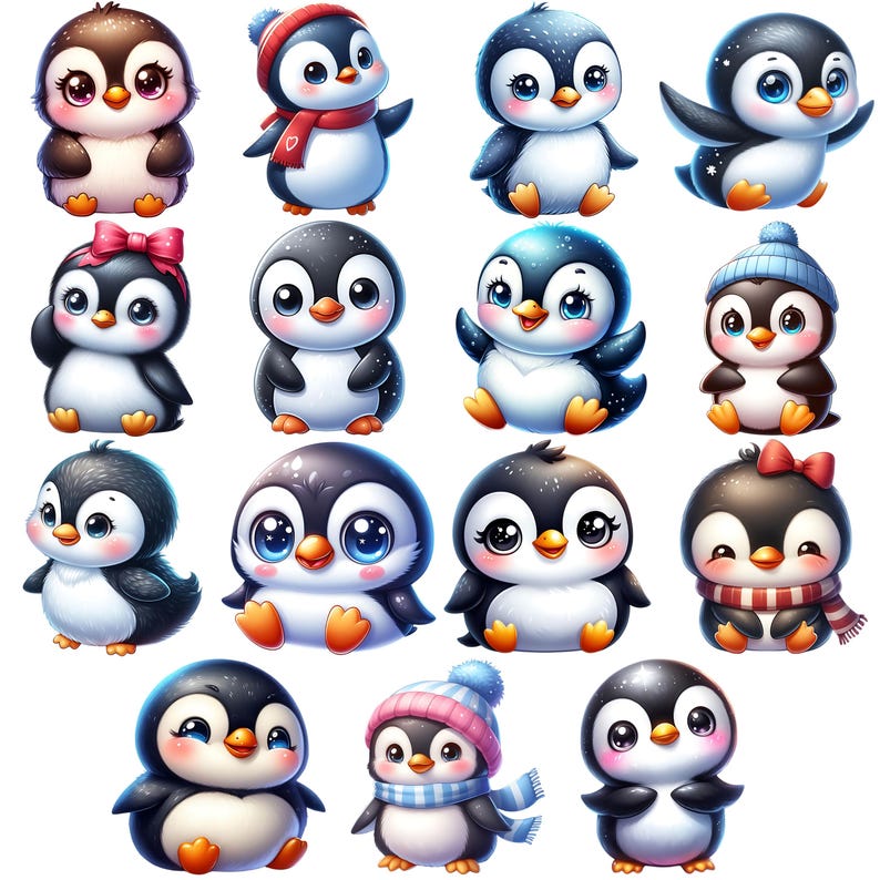 Cute Penguin Clipart Bundle 15 PNG Penguin Digital Clip Art Cute Artic ...