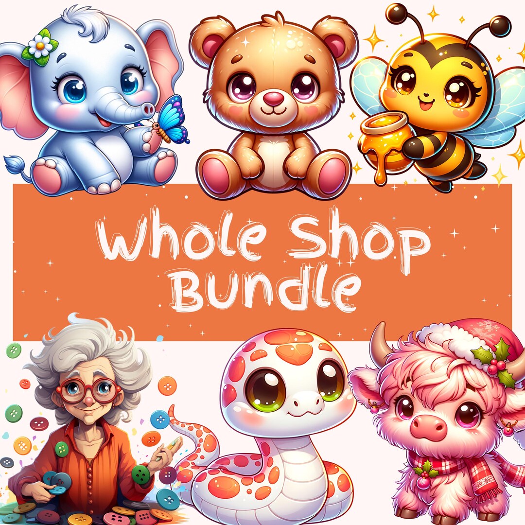 Whole Shop Clipart Bundle Lifetime Access PNG Bundle Cute Cartoon ...