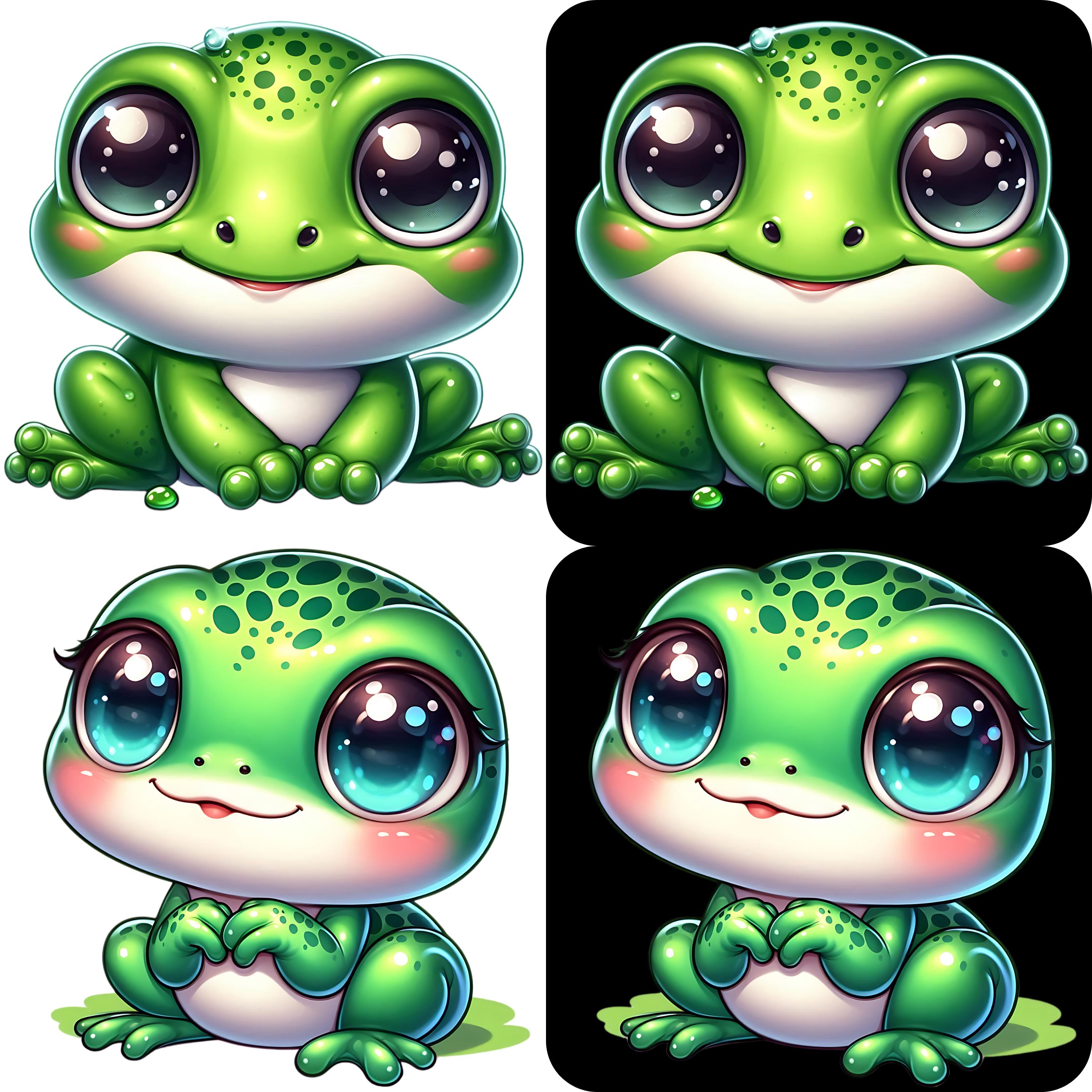 Cute Frog Clipart Bundle 15 PNG High Quality Watercolor Baby Frog ...