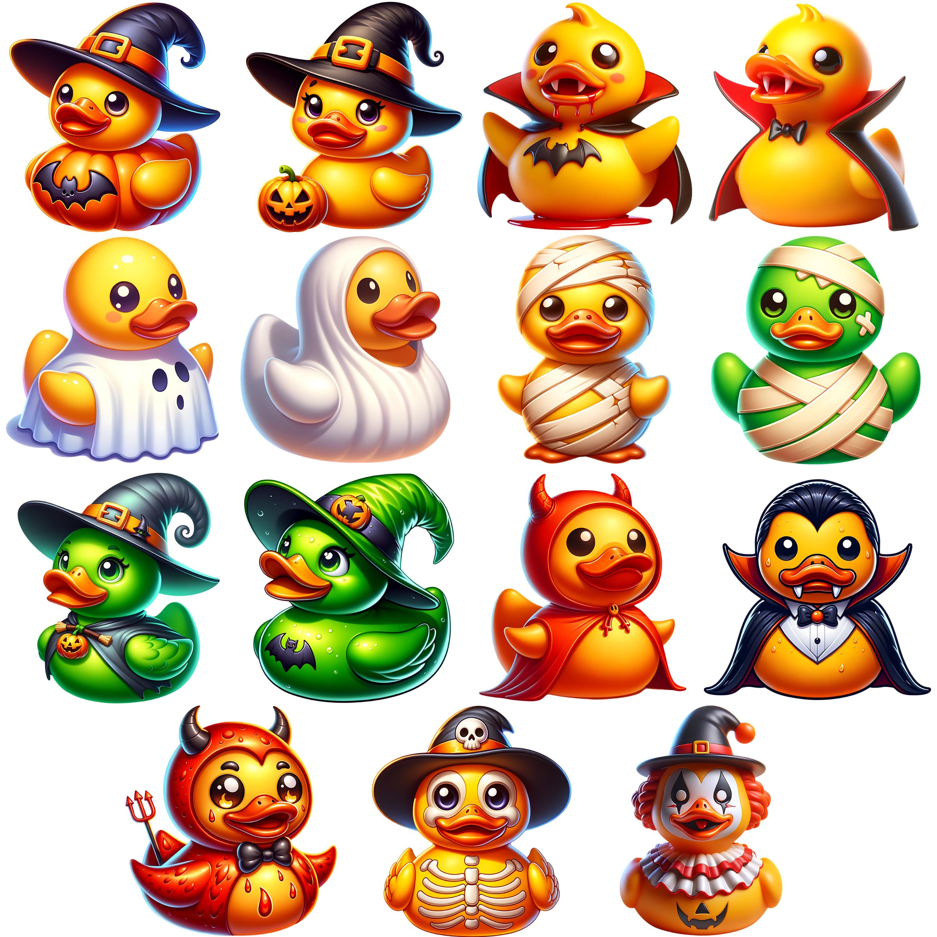 Halloween Rubber Ducky Clipart Bundle 15 PNG Spooky Cute Halloween Duck ...