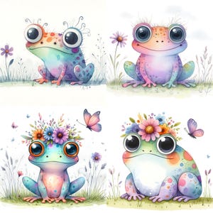 15 JPG Little Whimsy Frog Clipart Bundle Watercolor Cute Pastel Quirky ...