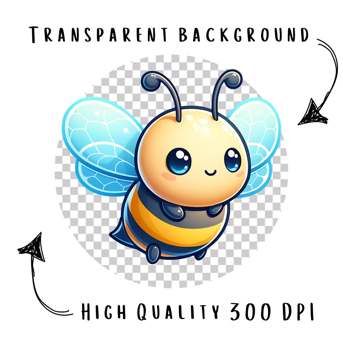 Blue Baby Bee Clipart Bundle 15 PNG High Quality Cartoon Soft Blue Boy ...