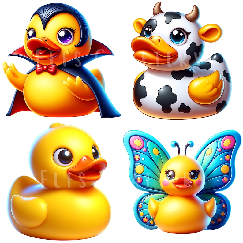 Rubber Ducky Clipart Bundle 15 PNG High Quality Cartoon Jeep Duck Files ...