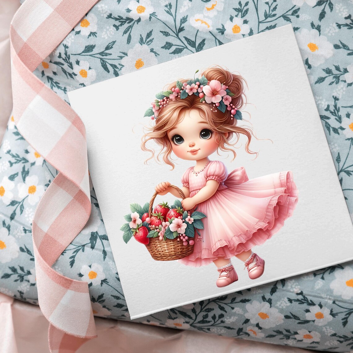 Strawberry Girl Clipart Bundle 15 PNG High Quality Watercolor Cute Girl ...