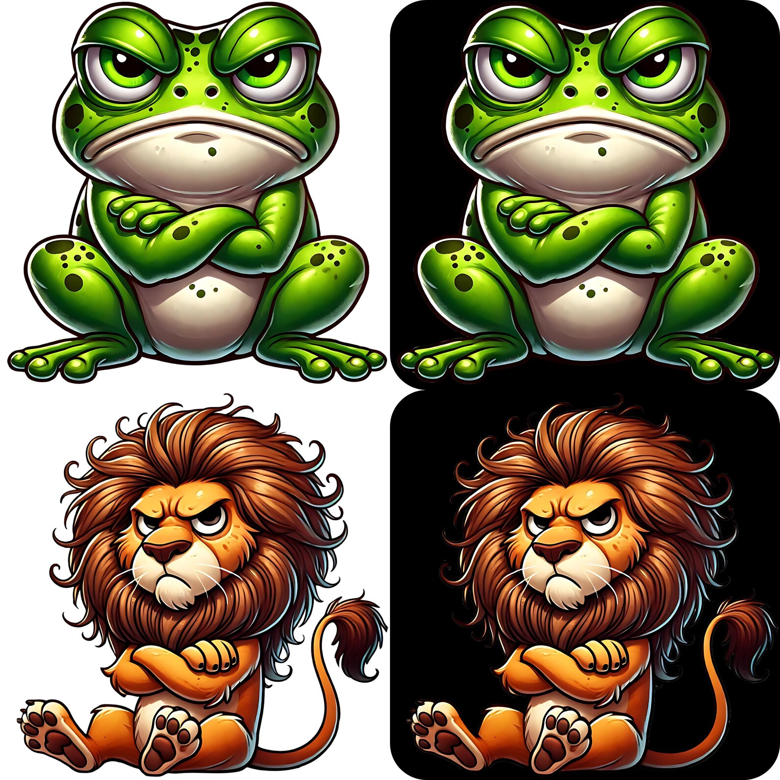 Grumpy Animal Clipart Bundle 25 PNG High Quality Files Angry Farm ...