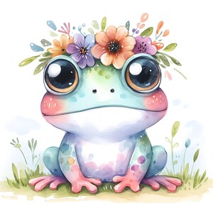 15 JPG Little Whimsy Frog Clipart Bundle Watercolor Cute Pastel Quirky ...