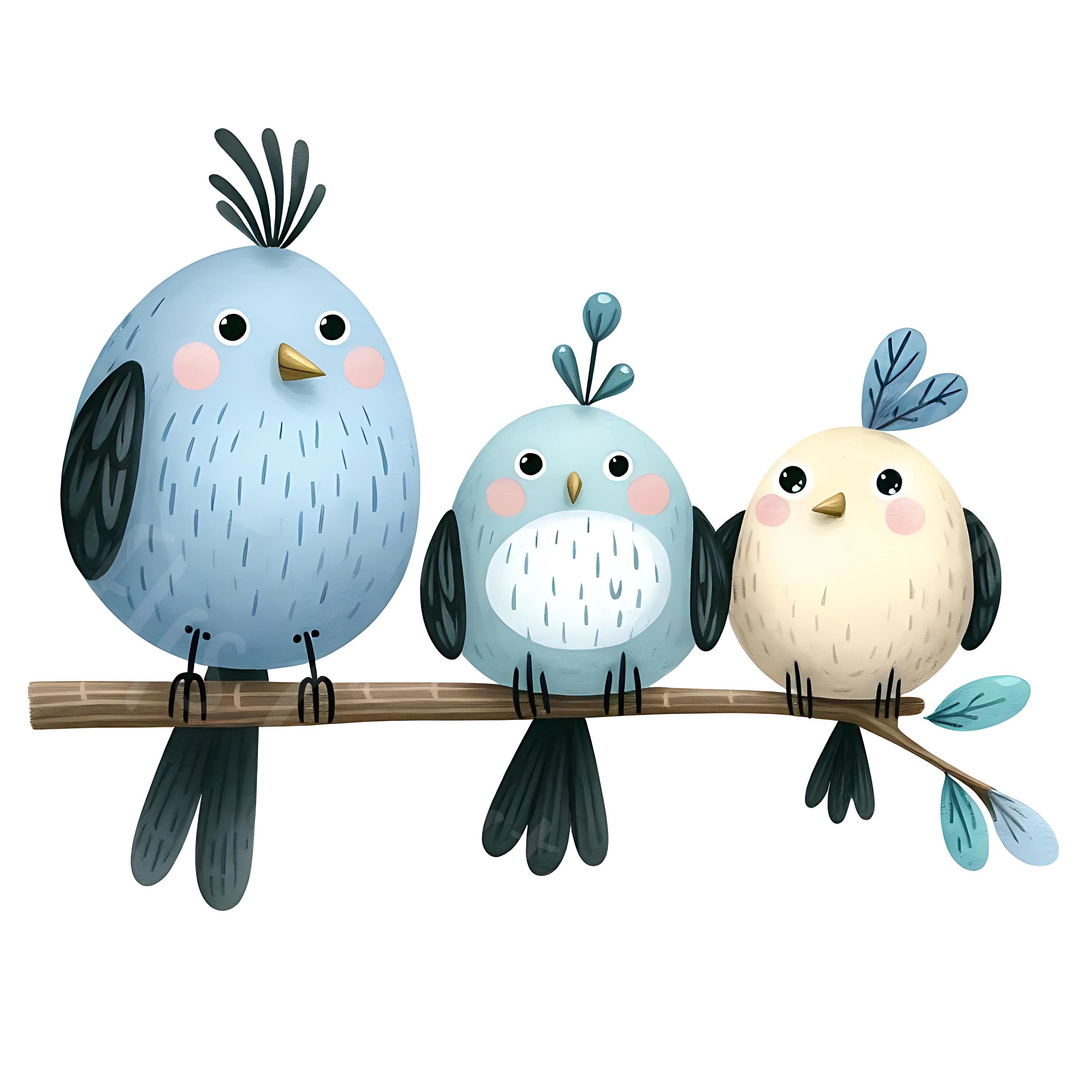 15 JPG Little Branch Birds Clipart Bundle Watercolor Quirky Bird ...