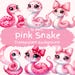 Pink Snake Clipart Bundle 15 PNG High Quality Cute Watercolor Snake ...
