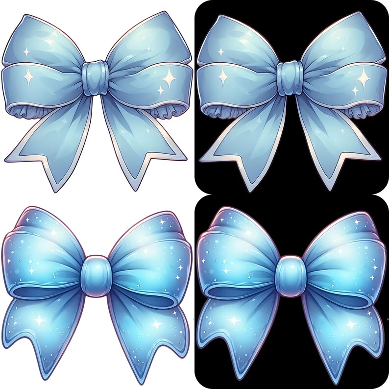 Soft Blue Bow Clipart Bundle 18 PNG Digital Download Printable Baby ...