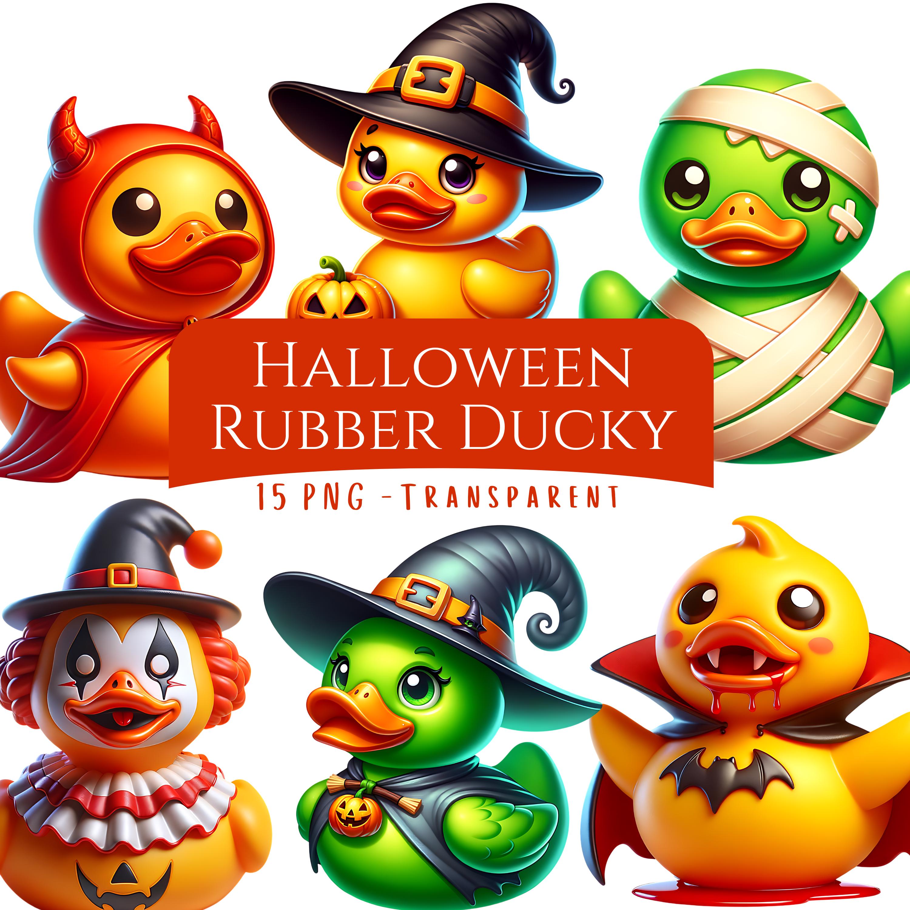 Halloween Rubber Ducky Clipart Bundle 15 PNG Spooky Cute Halloween Duck ...