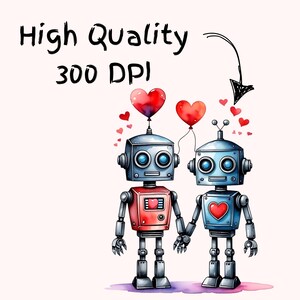 Love Robot Clipart Bundle 15 PNG Watercolor Robot Digital Art Bundle ...
