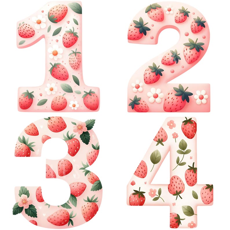 Strawberry Alphabet Clipart Bundle 37 PNG Watercolor Berry First ...