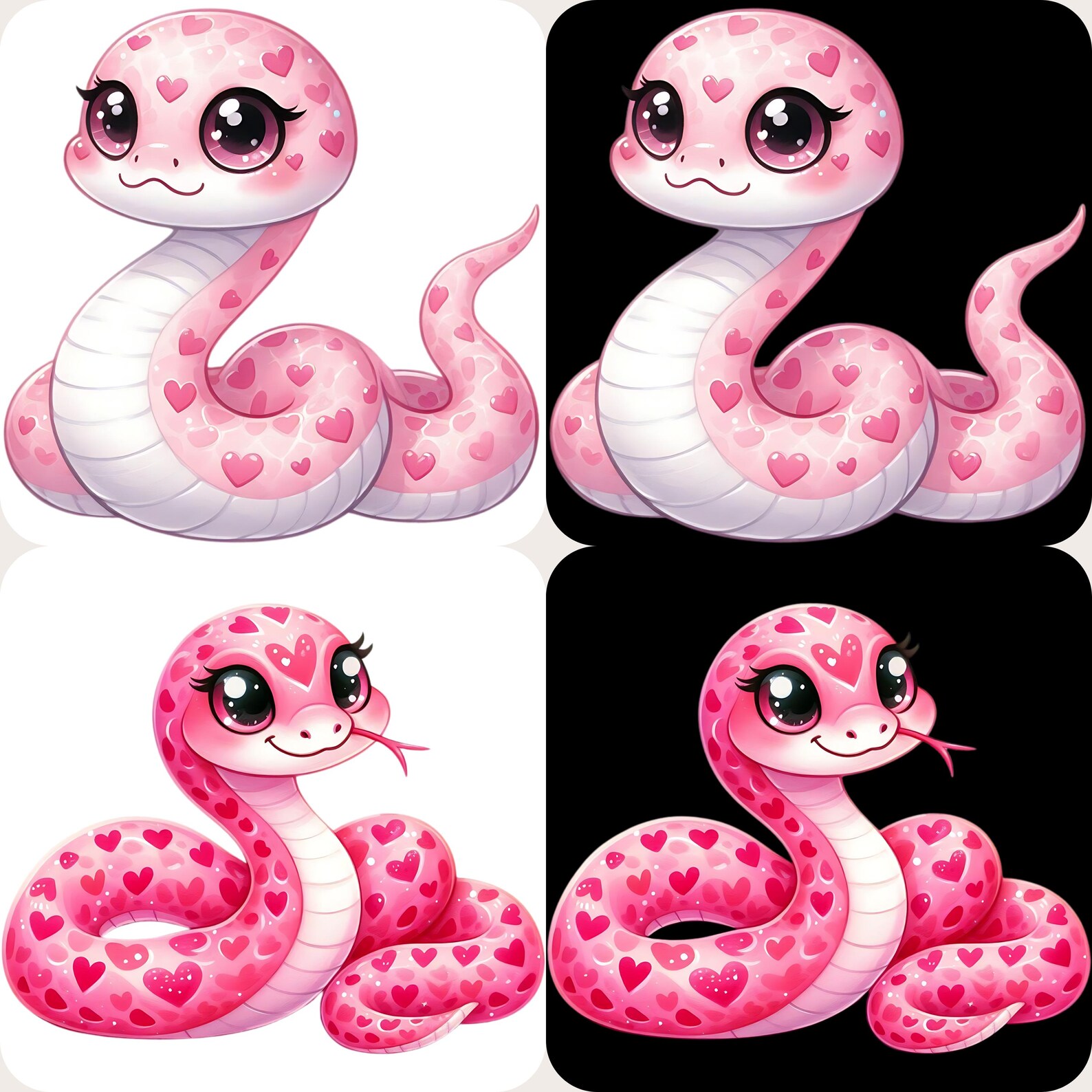 Pink Snake Clipart Bundle 15 PNG High Quality Cute Watercolor Snake ...