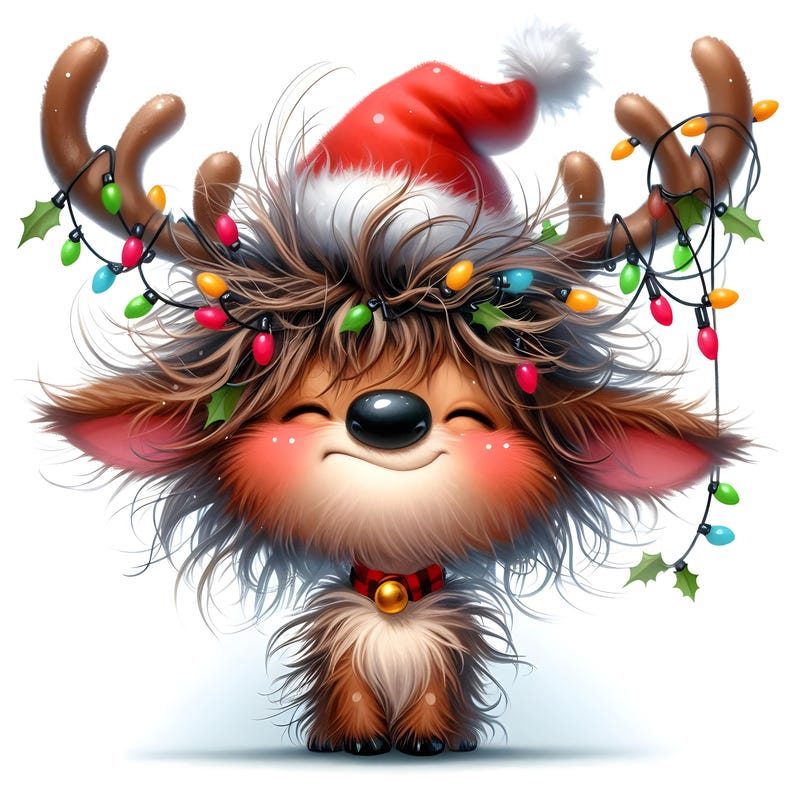 15 JPG Quirky Christmas Reindeer Clipart Bundle Watercolor Funny ...