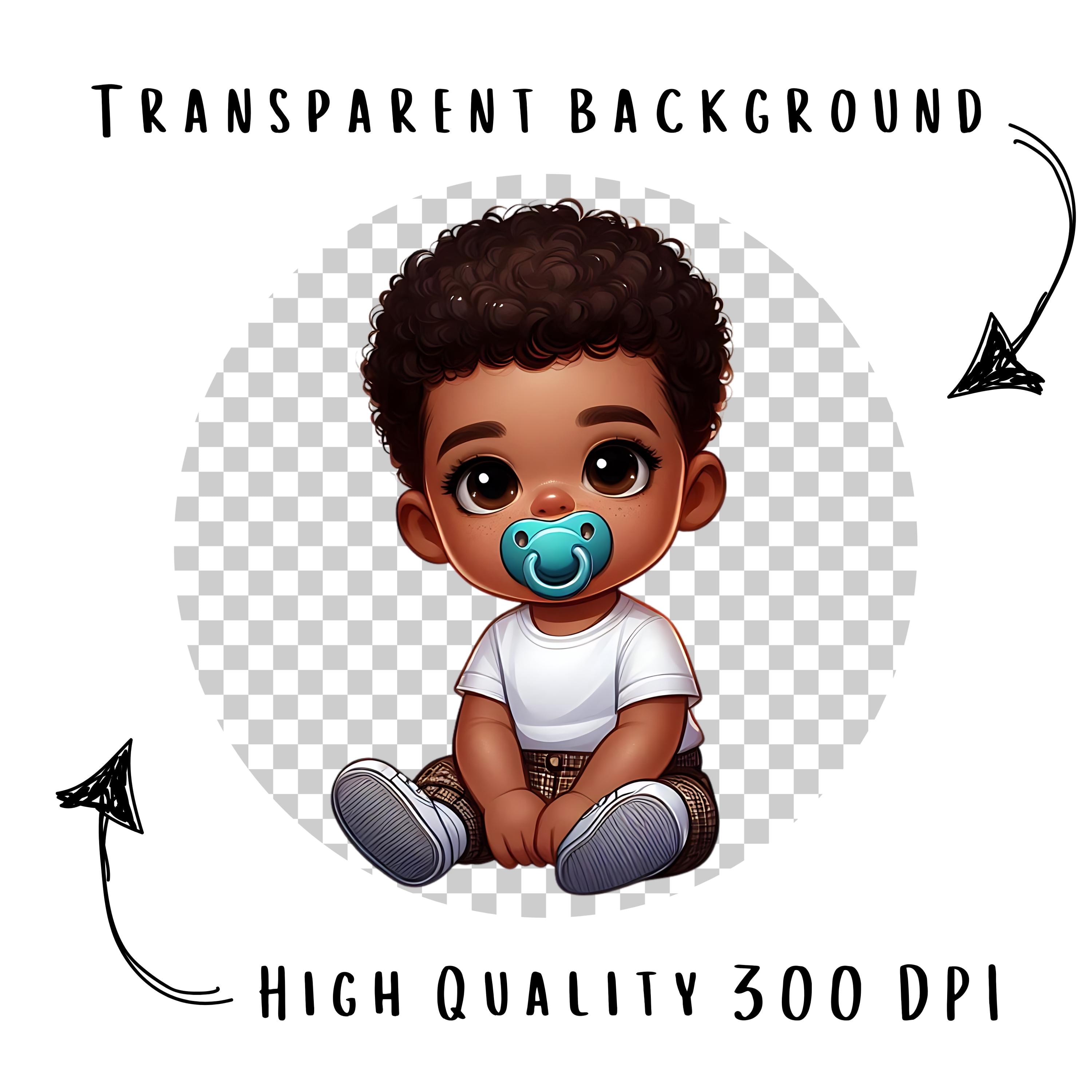 African Baby Boy Clipart Bundle 15 PNG High Quality Watercolor Cute ...