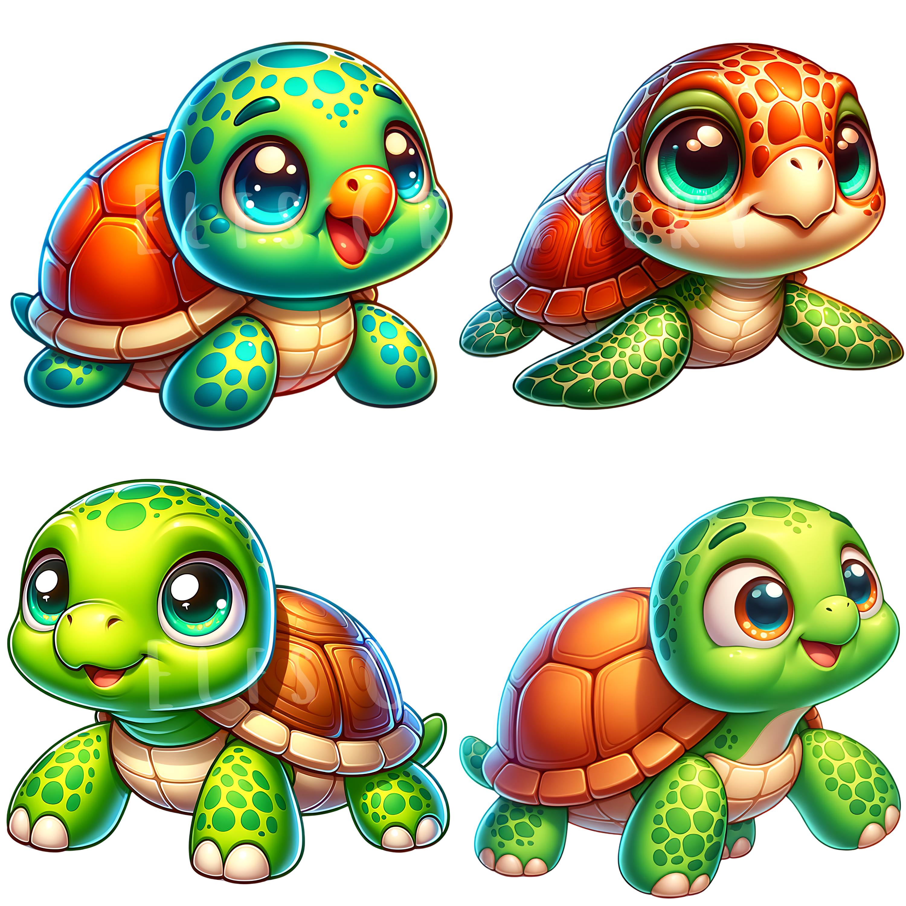Cute Turtle Clipart Bundle 12 PNG Turtle Digital Clip Art Reptile Png ...
